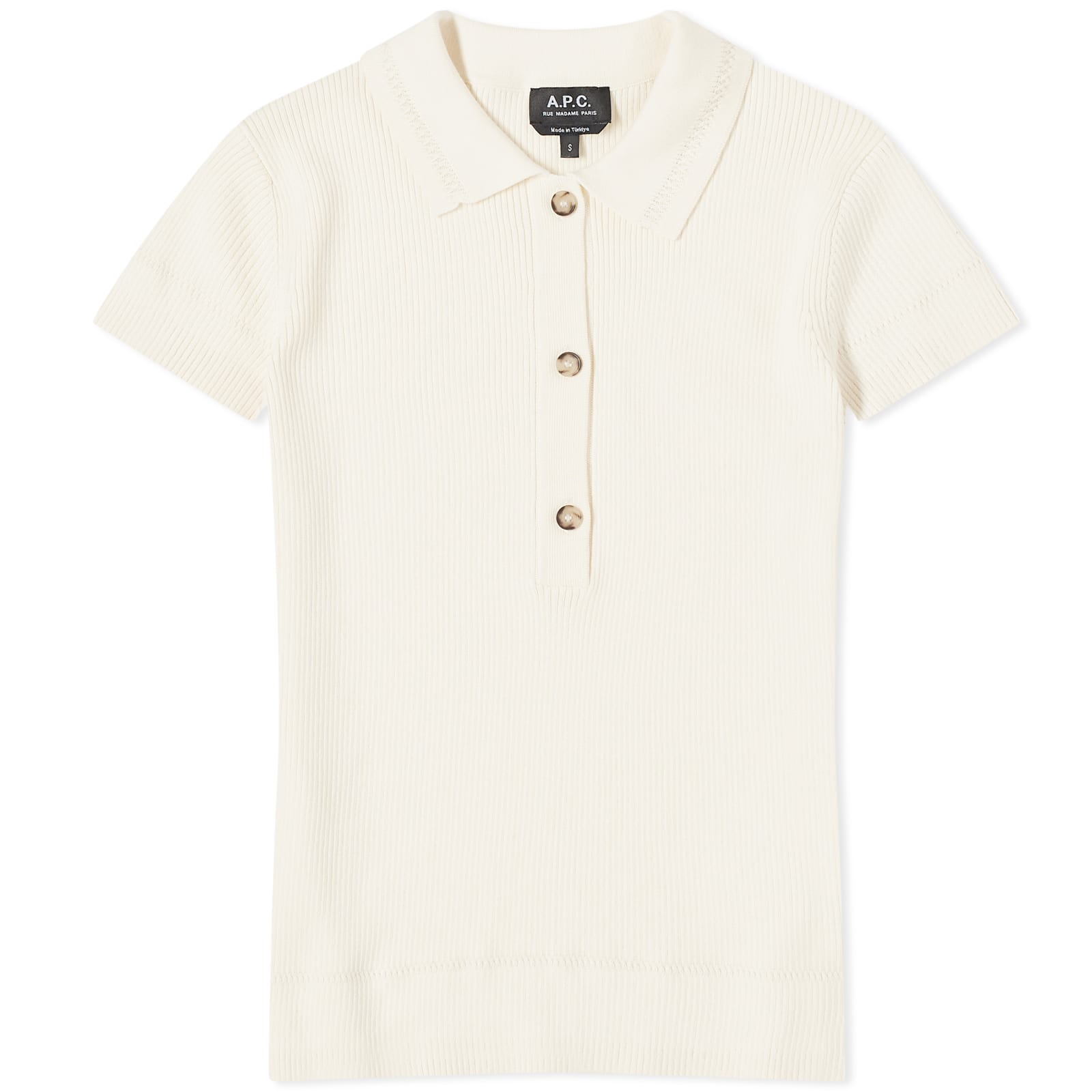 A.P.C. Elora Knitted Polo Top White | END. (SG)