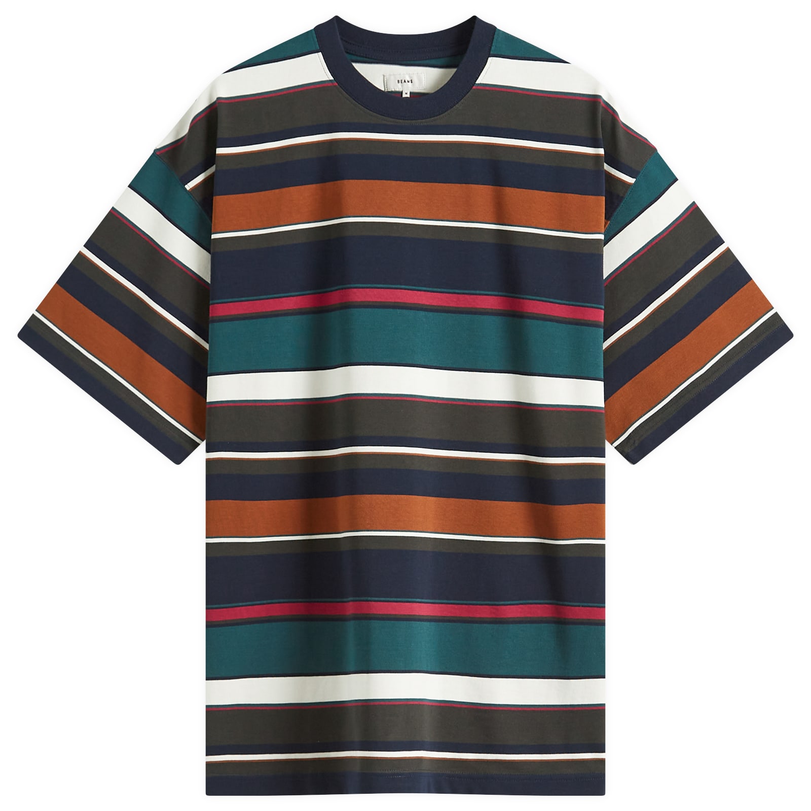 BEAMS Multi Stripe Tee Navy | END. (GB)
