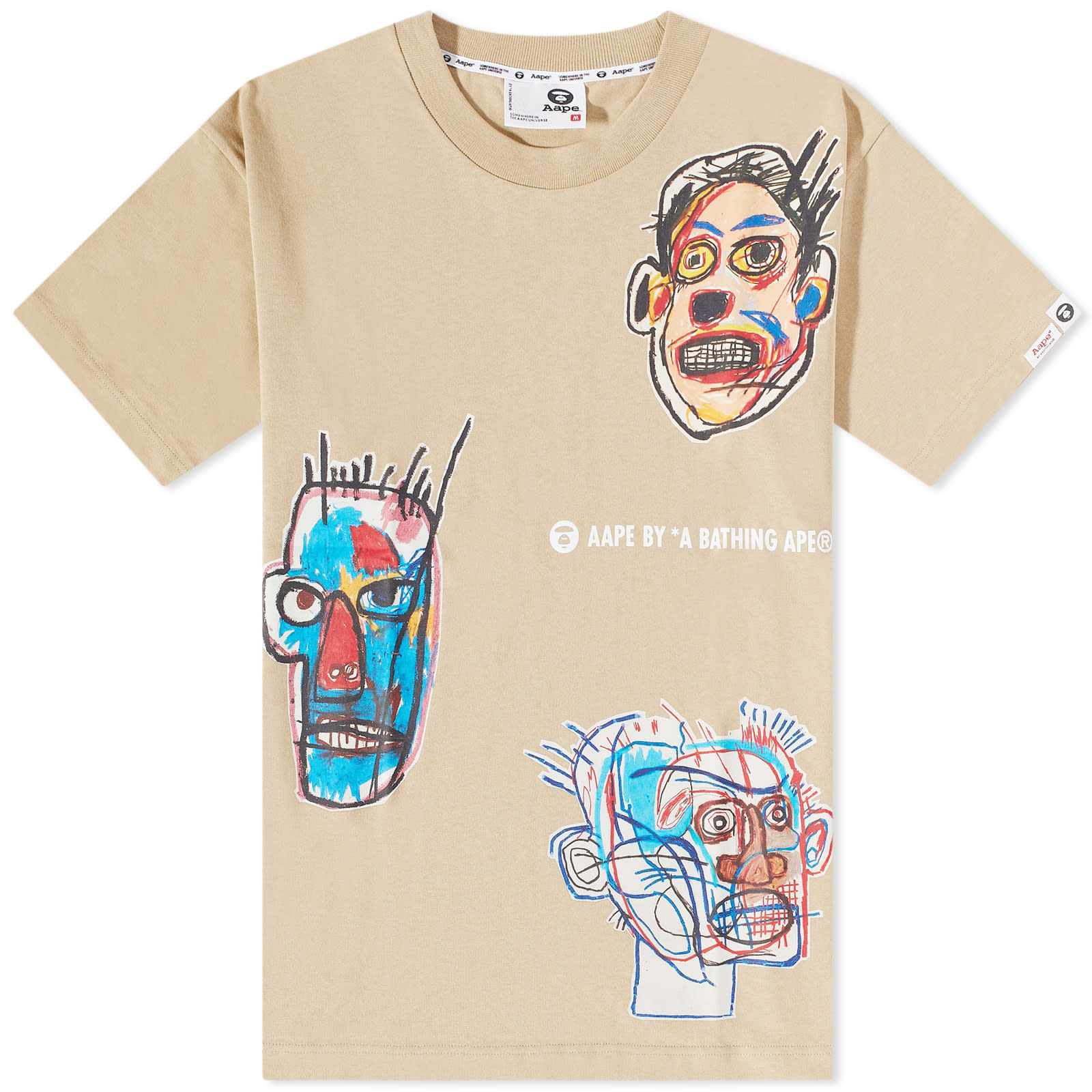 AAPE x Jean Michel Basquiat Face T-Shirt Beige | END. (US)