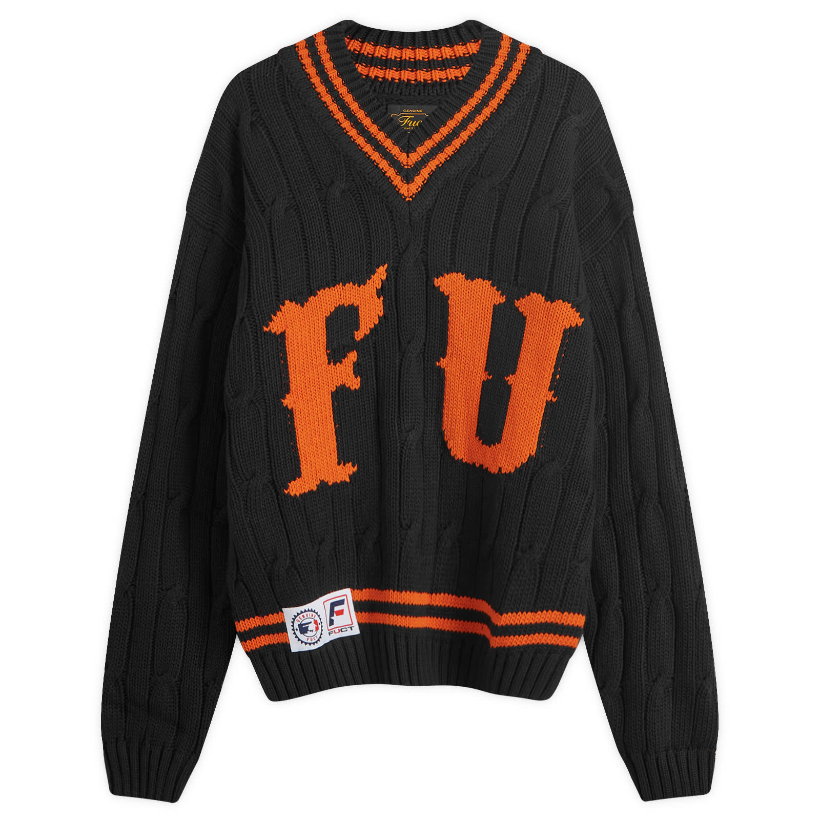 FUCT Letterman V-Neck Knitted Jumper Black | END. (US)
