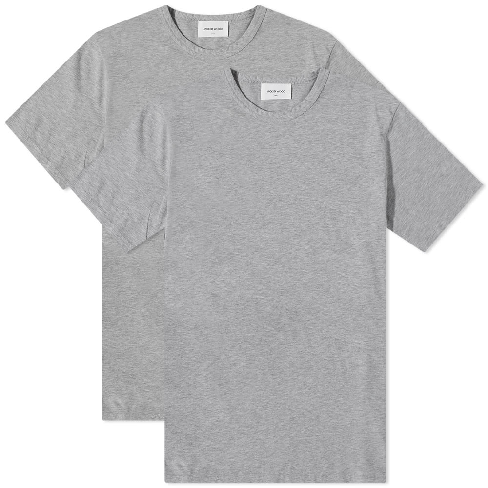 Wood Wood Allan Crew T-Shirt - 2 Pack Grey Melange | END.
