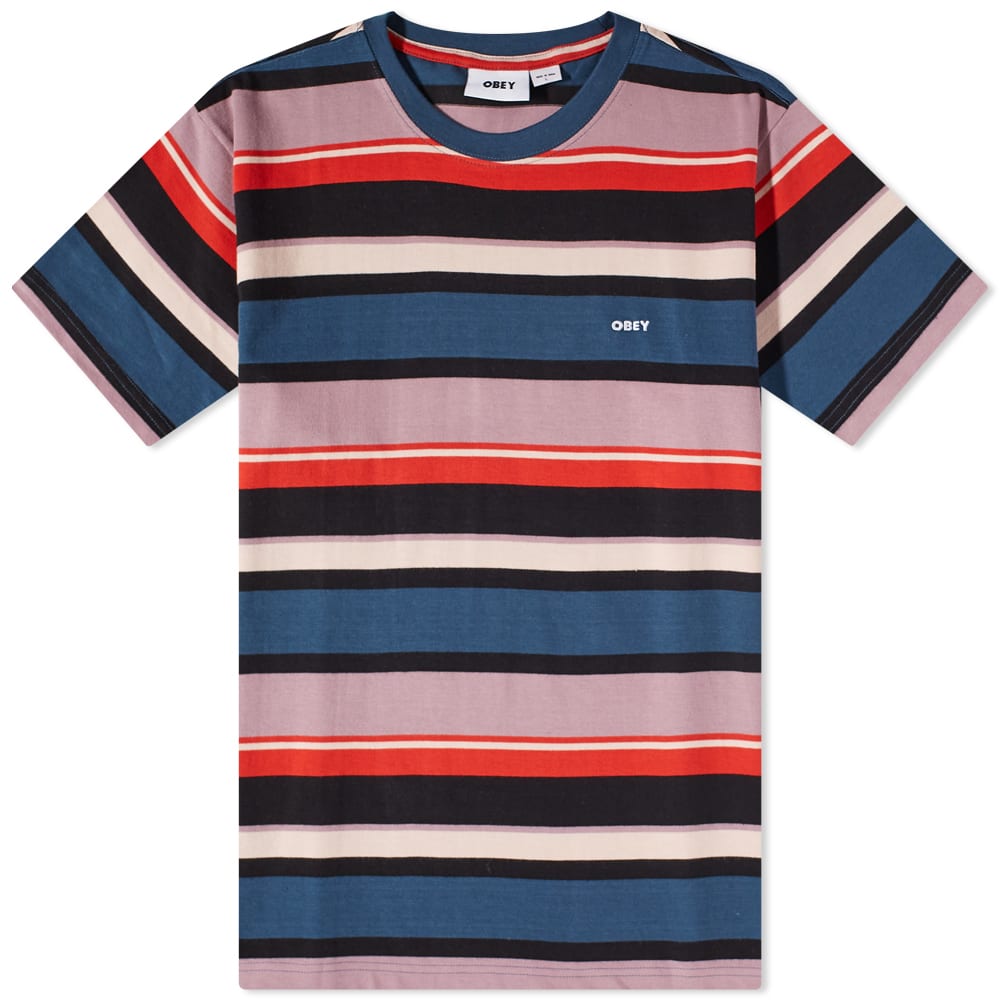Obey Stroming Stripe T-Shirt Dark Denim Multi | END. (KR)