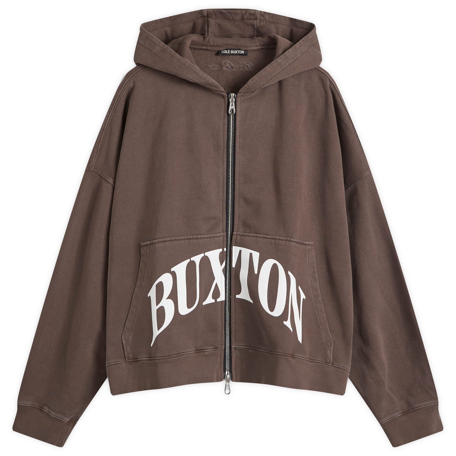 Cole Buxton Cropped Logo Zip Hoodie Washed Brown | END. (GB)