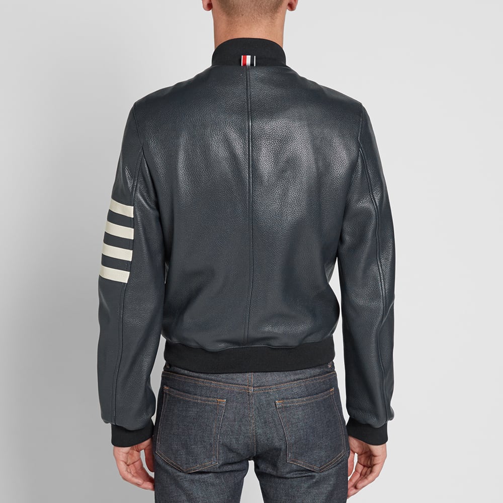 Thom Browne Arm Stripe Varsity Jacket Navy | END. (US)