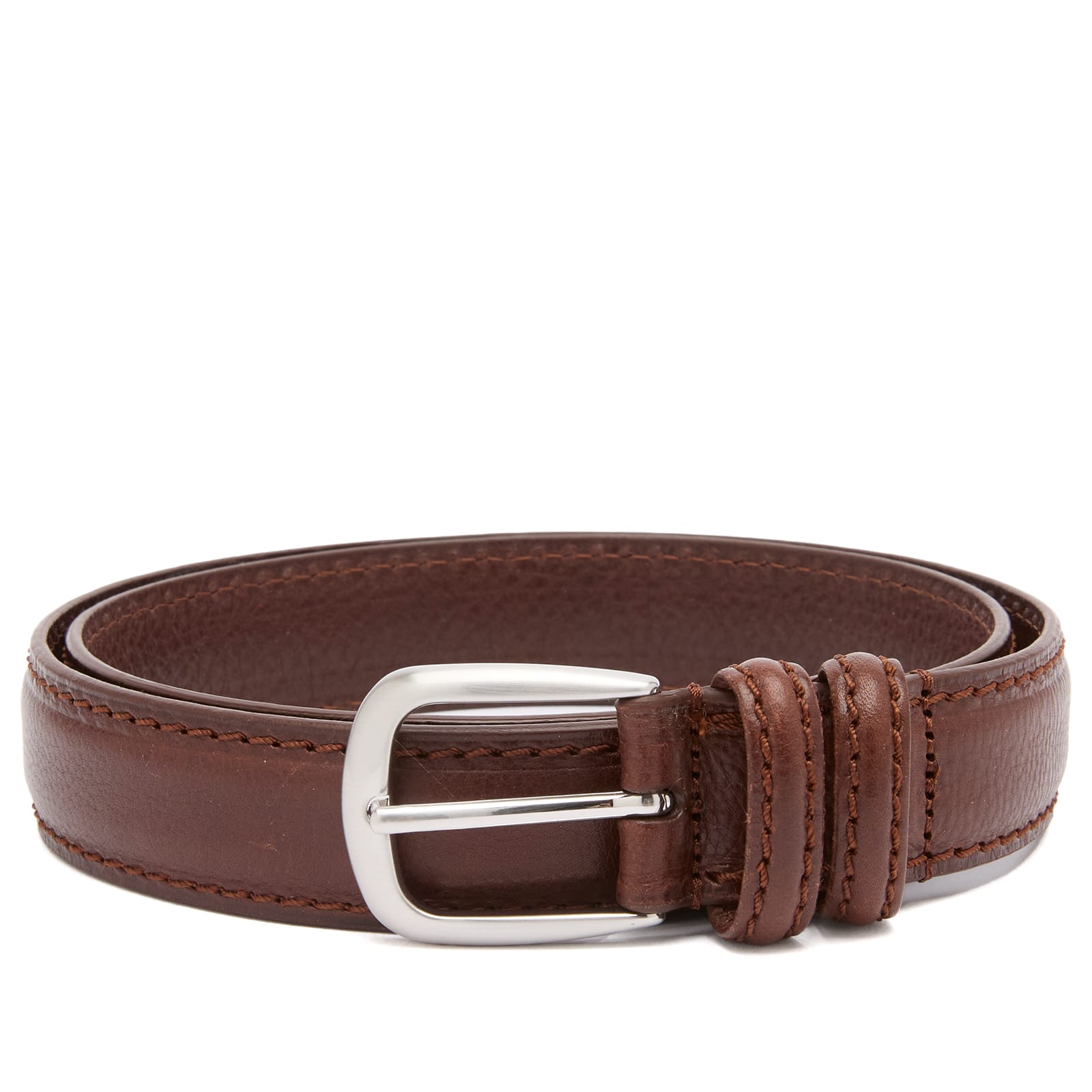 Anderson's Narrow Stitch Trimmed Leather Belt Brown | END. (US)