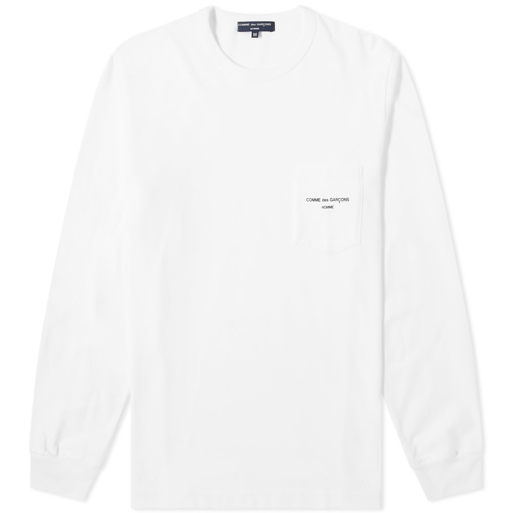 Comme Des Garcons Homme Long Sleeve Logo Pocket T Shirt White End Gb