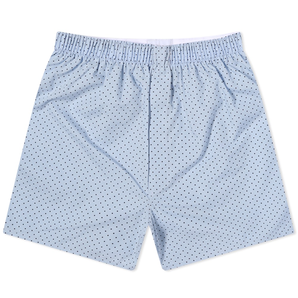 Sunspel Printed Boxer Shorts Light Blue & Navy Polka Dot | END. (US)