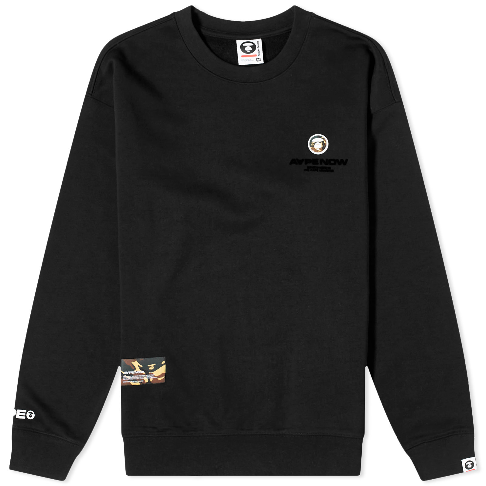AAPE Now Silicon Badge Crew Sweat Black | END. (US)