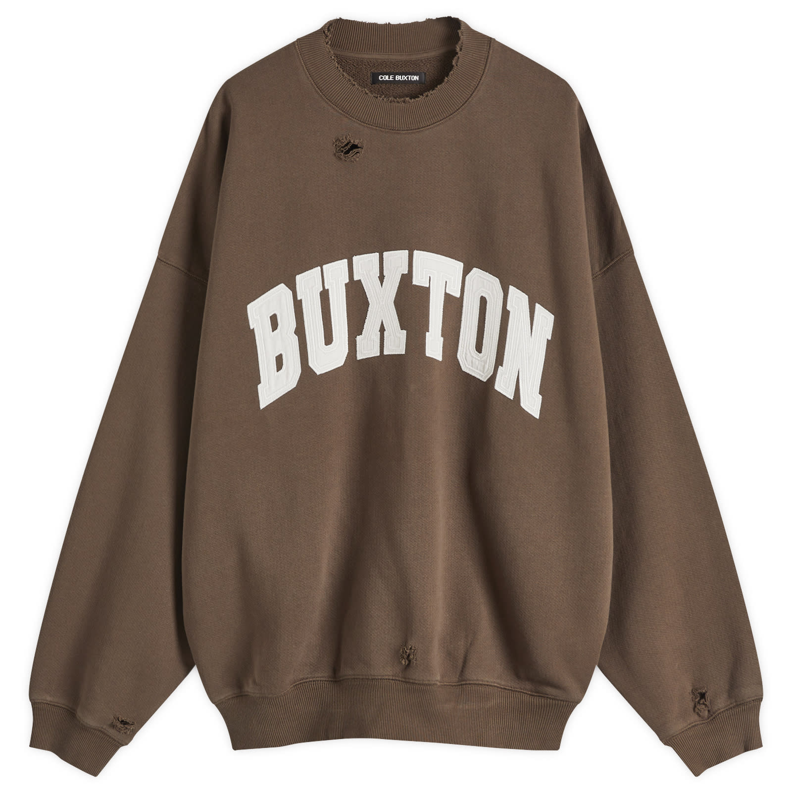 Cole Buxton Distressed Applique Sweatshirt Washed Brown | END. (US)