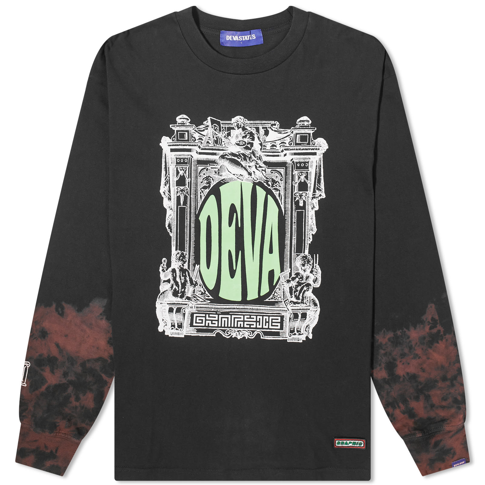 Deva States Long Sleeve Ornate T-Shirt Bleached Black | END. (GB)
