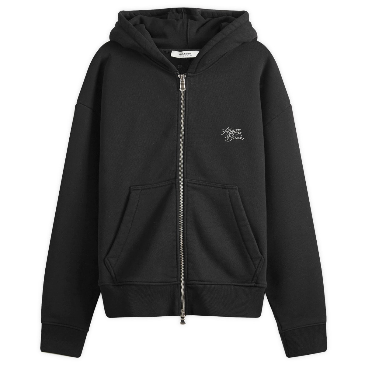 about:blank Stacked Logo Zip Hoodie Black & Ecru | END. (US)