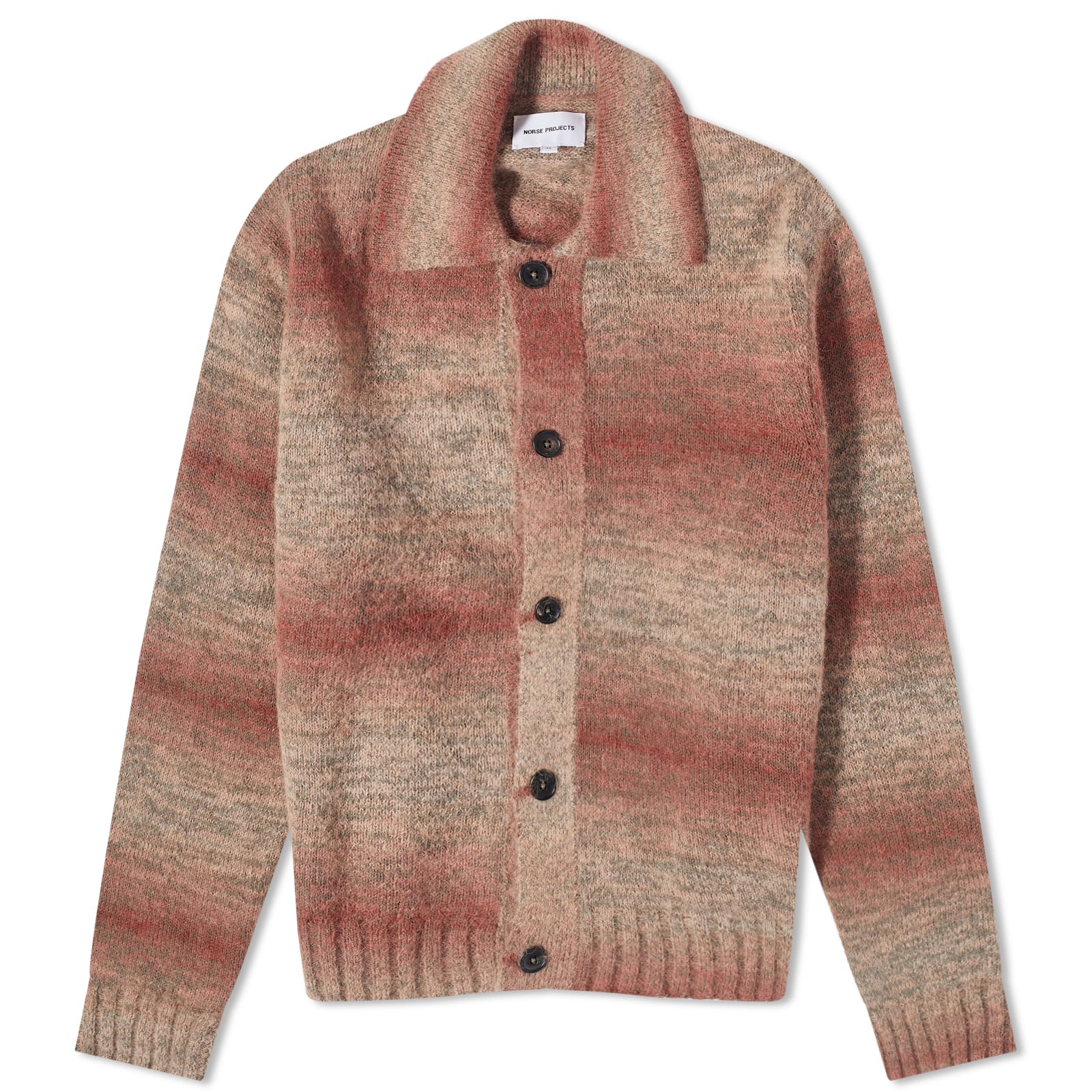 Norse Projects Erik Space Dye Alpaca Mohair Button Polo Blood Orange ...