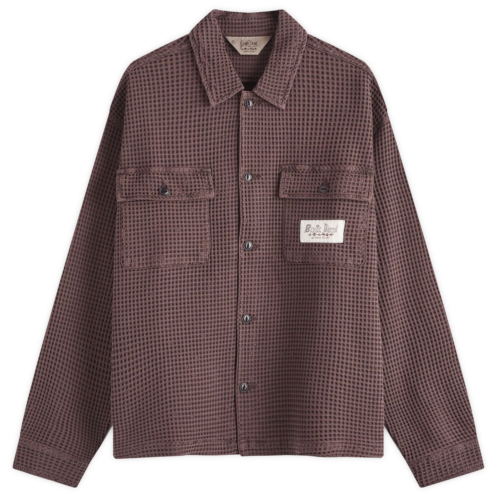 Brain Dead Waffle Button Overshirt Chocolate | END. (US)