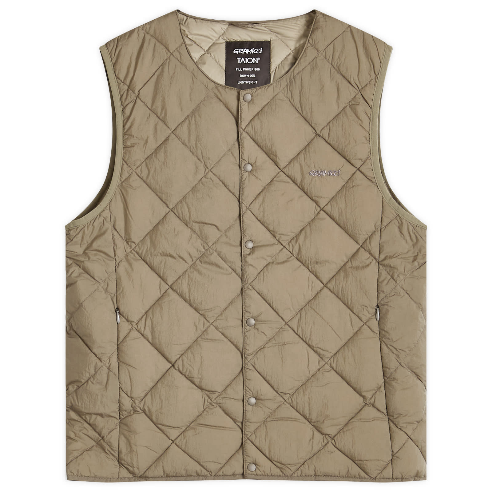 Gramicci Men's x Taion Inner Down Vest Stone Grey - Curated Menswear