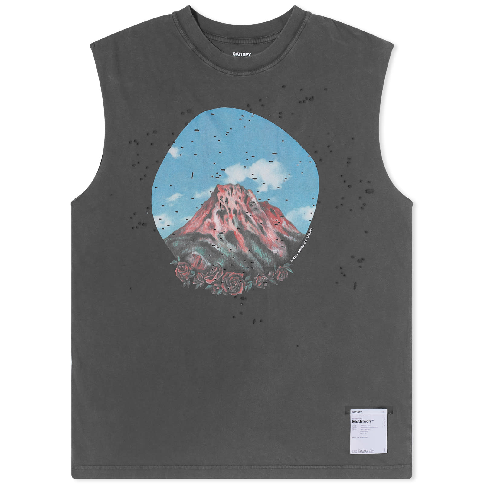 Satisfy MothTech Graphic Muscle T-Shirt Aged Black | END. (GB)