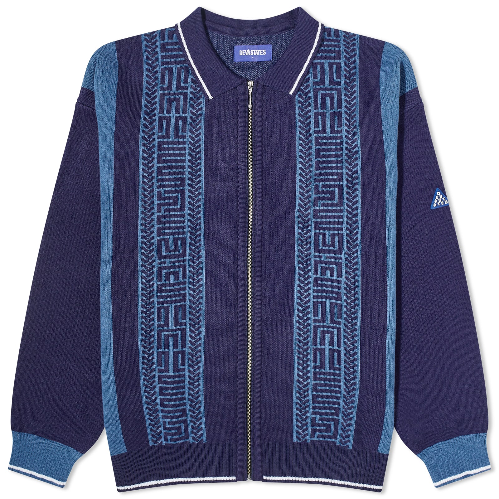 Deva States Links Long Sleeve Zip Through Polo Navy Blue | END. (GB)