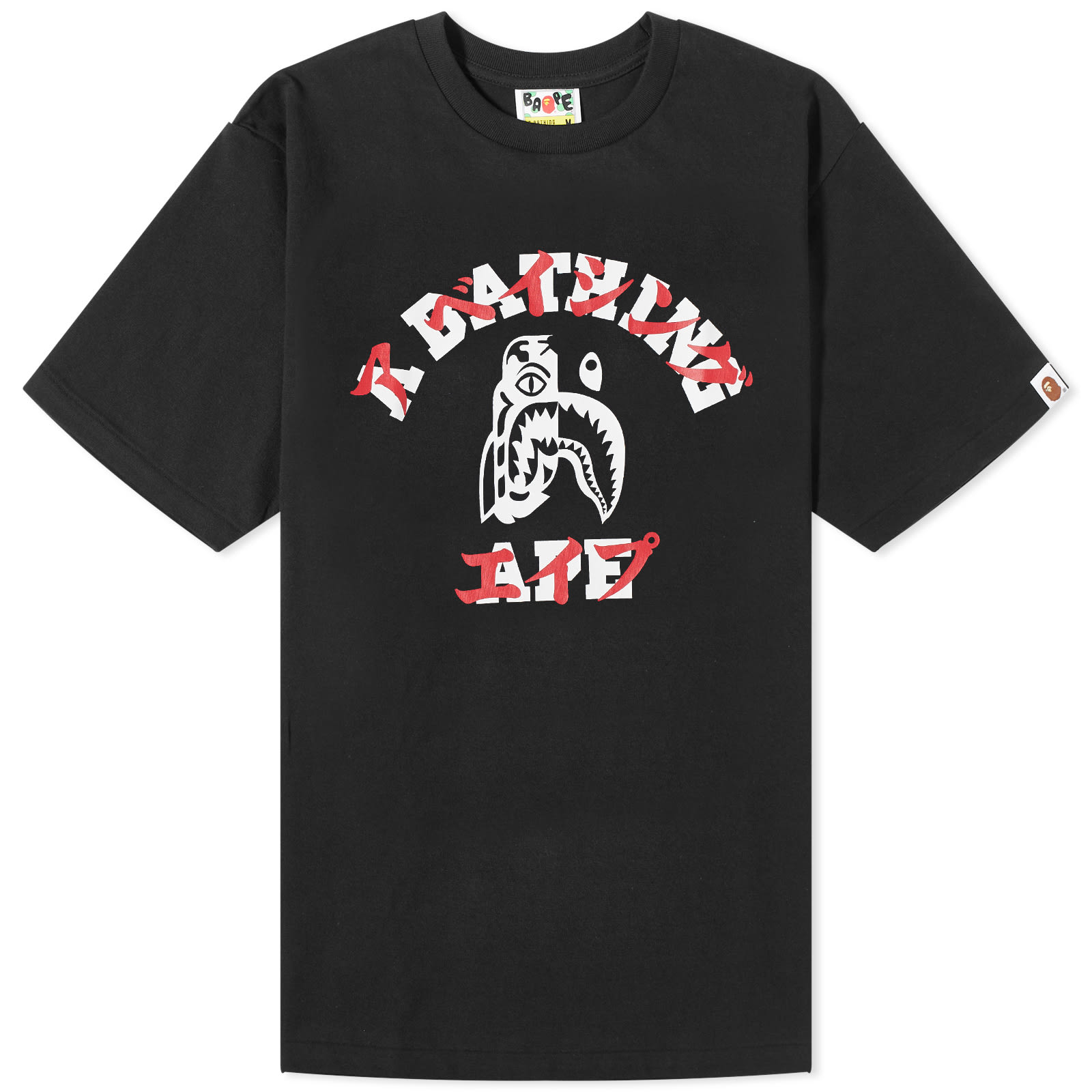 A Bathing Ape Tiger Shark Japanese Letter T-Shirt Black | END.
