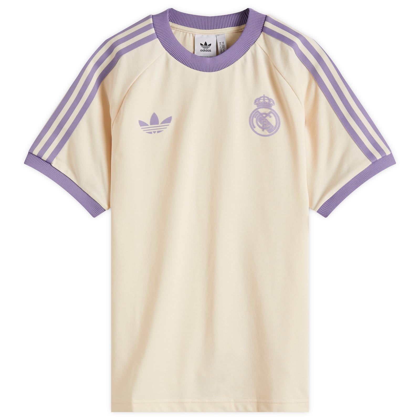 Adidas Real Madrid CF OG 3 Stripe T-Shirt Wonder White & Magic Lilac ...