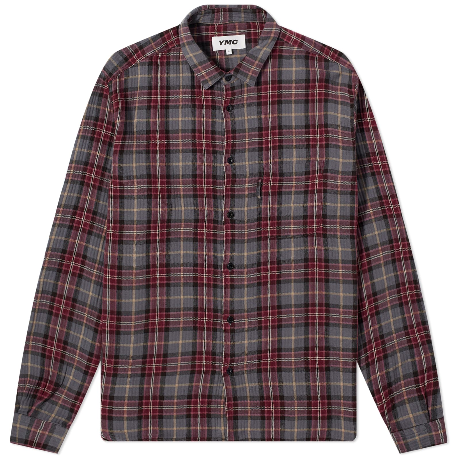 YMC Curtis Shirt Burgundy Multi | END. (GB)
