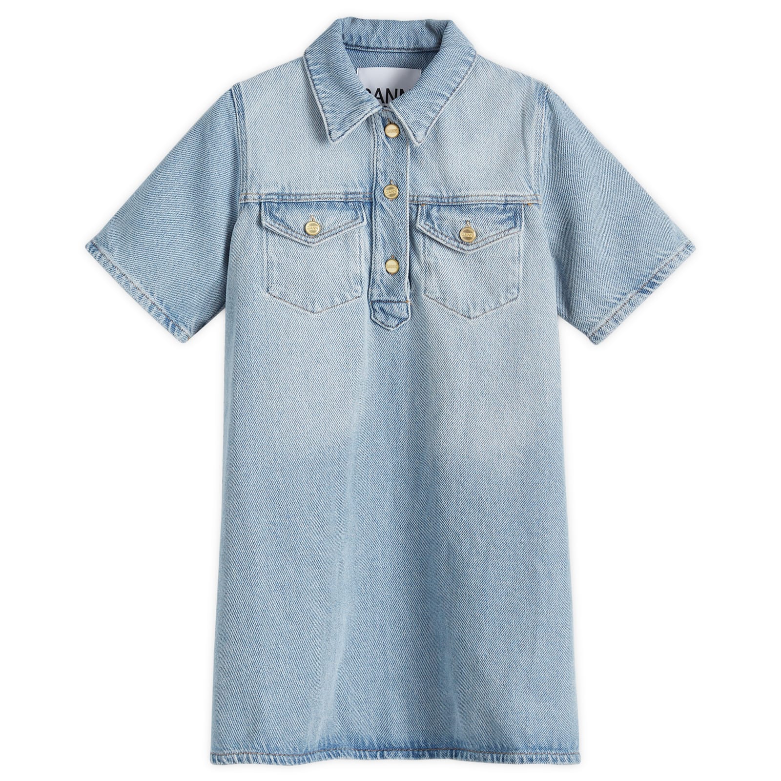 GANNI Heavy Denim Mini Dress Tint Wash | END. (KR)