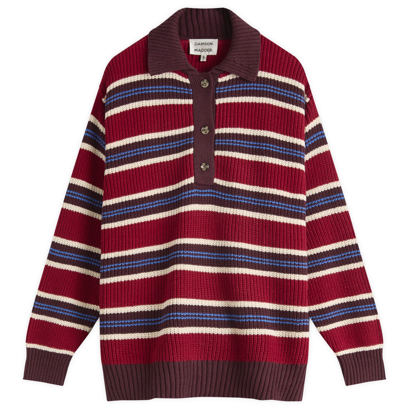 Damson Madder Ilona Striped Rugby Jumper Burgundy | END. (AR)