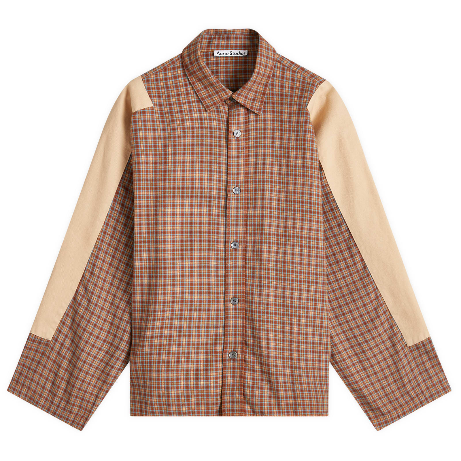 Acne Studios Sampa Dry Flannel Check Shirt Cinnamon Brown & Teal Blue ...
