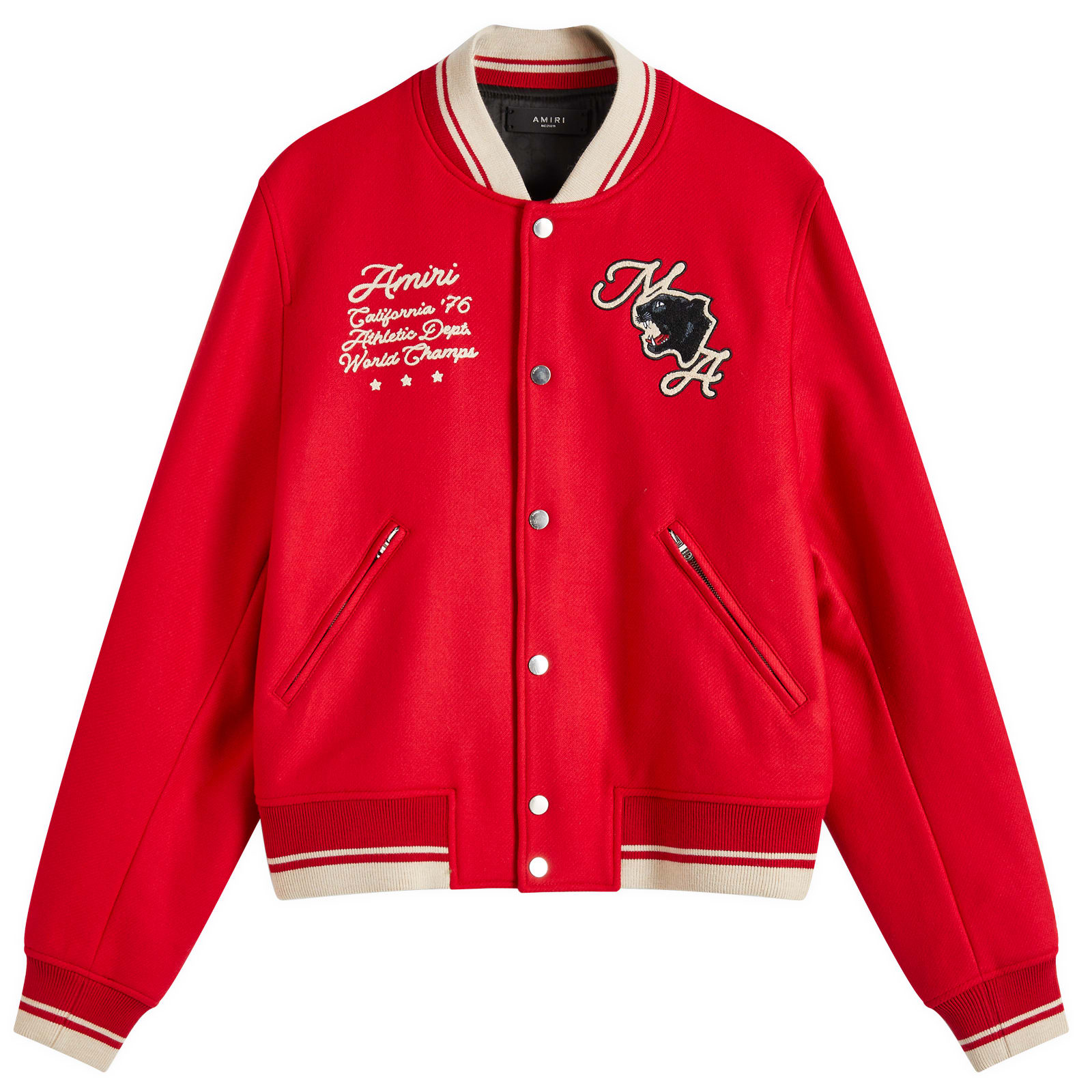 AMIRI Panther Bomber Jacket Varsity Red | END. (US)