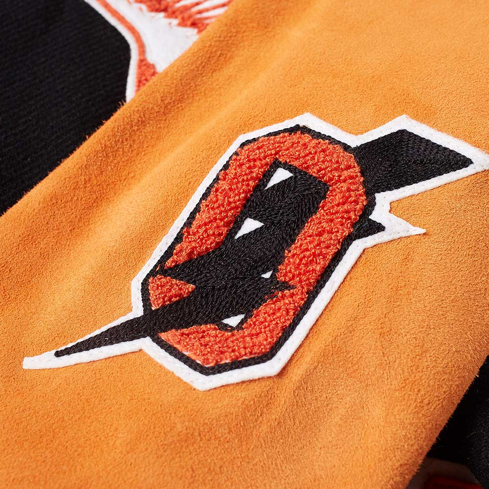 Off-White Eagle Patch Varsity Jacket Black & Orange | END.