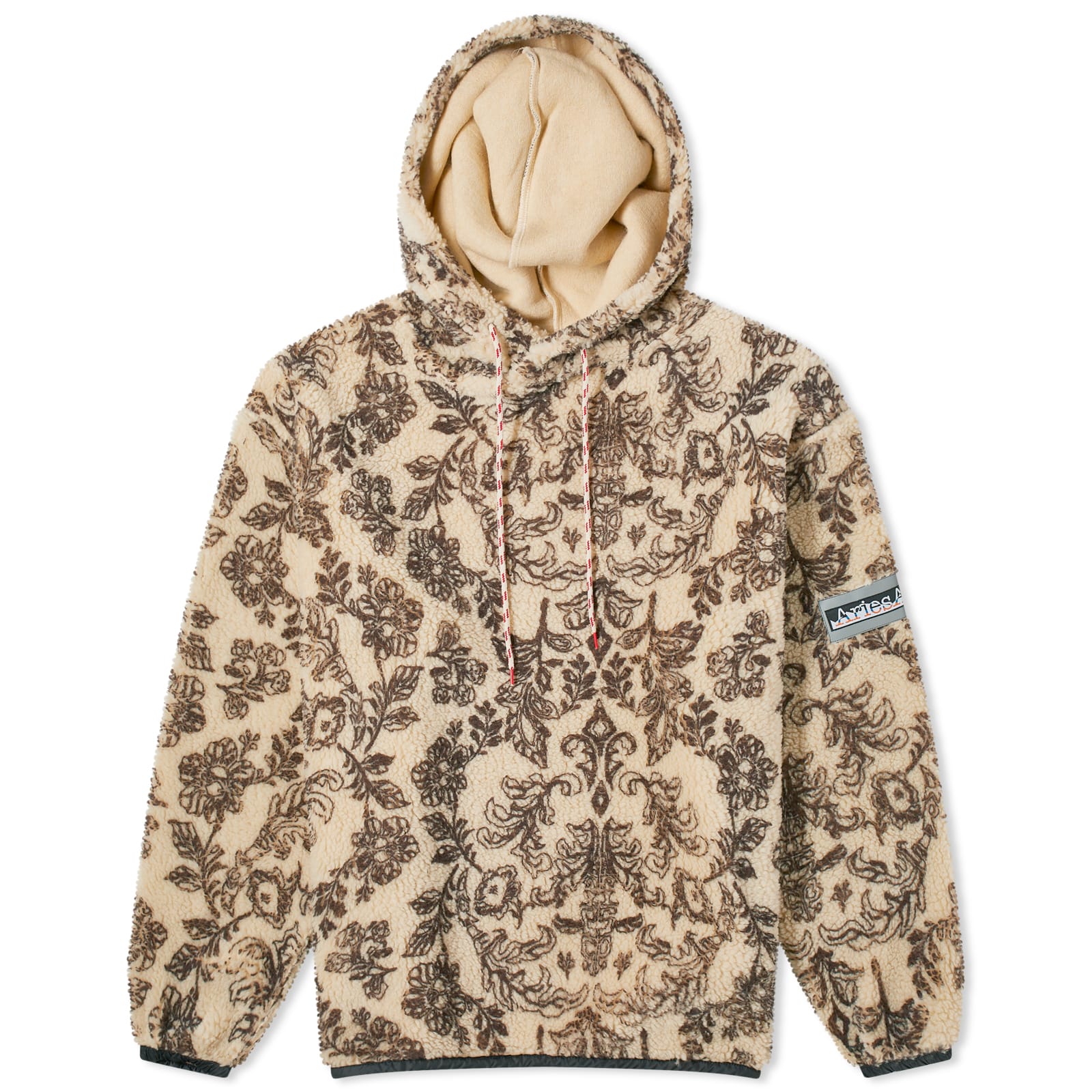 Aries Floral Oversized Fleece Hoodie Ecru | END. (US)