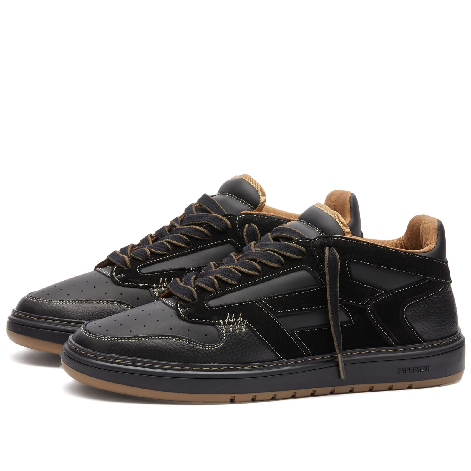 Represent Reptor Leather Sneaker Black & Washed Tuape | END.