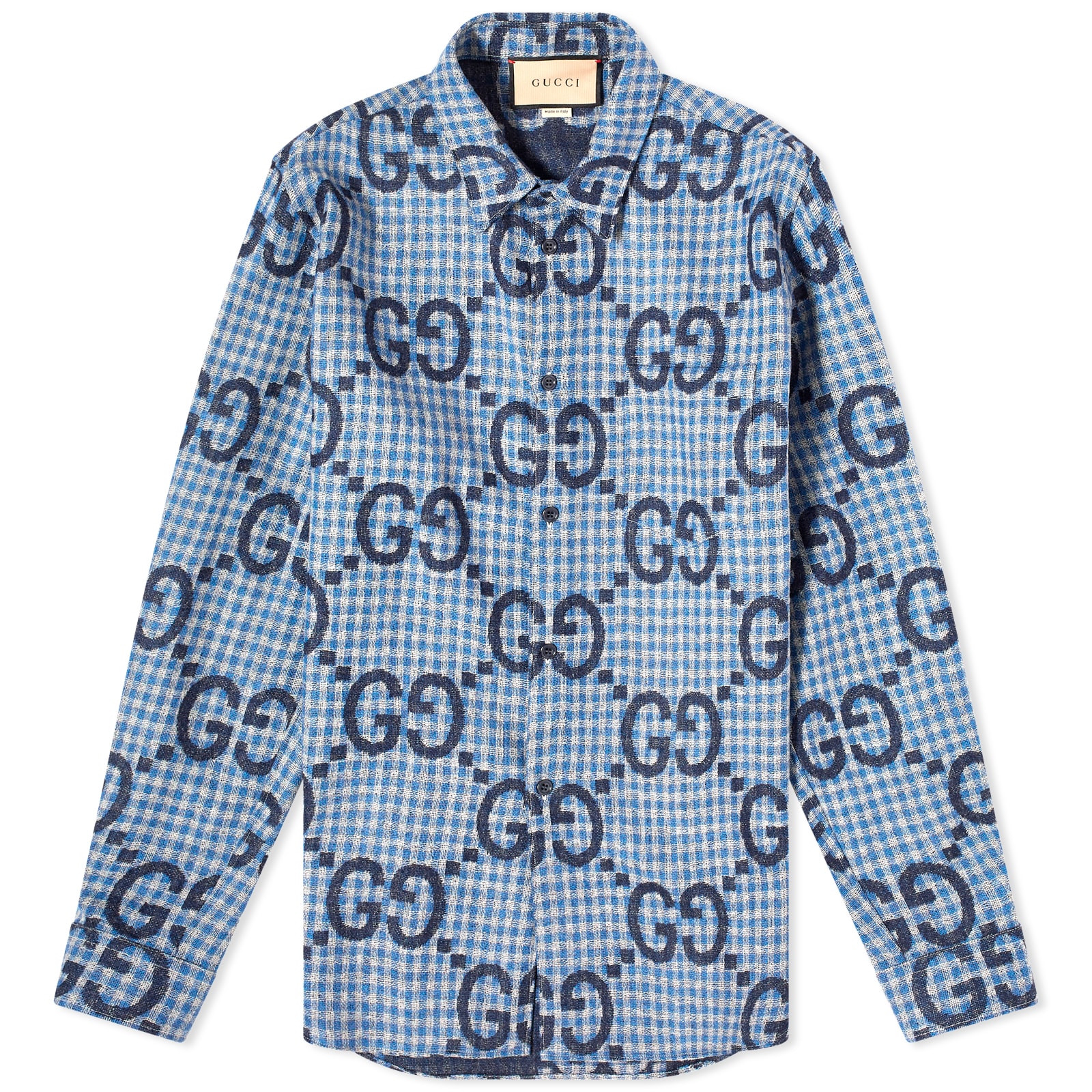 Gucci Jumbo GG Check Shirt Azure & Blue | END. (US)
