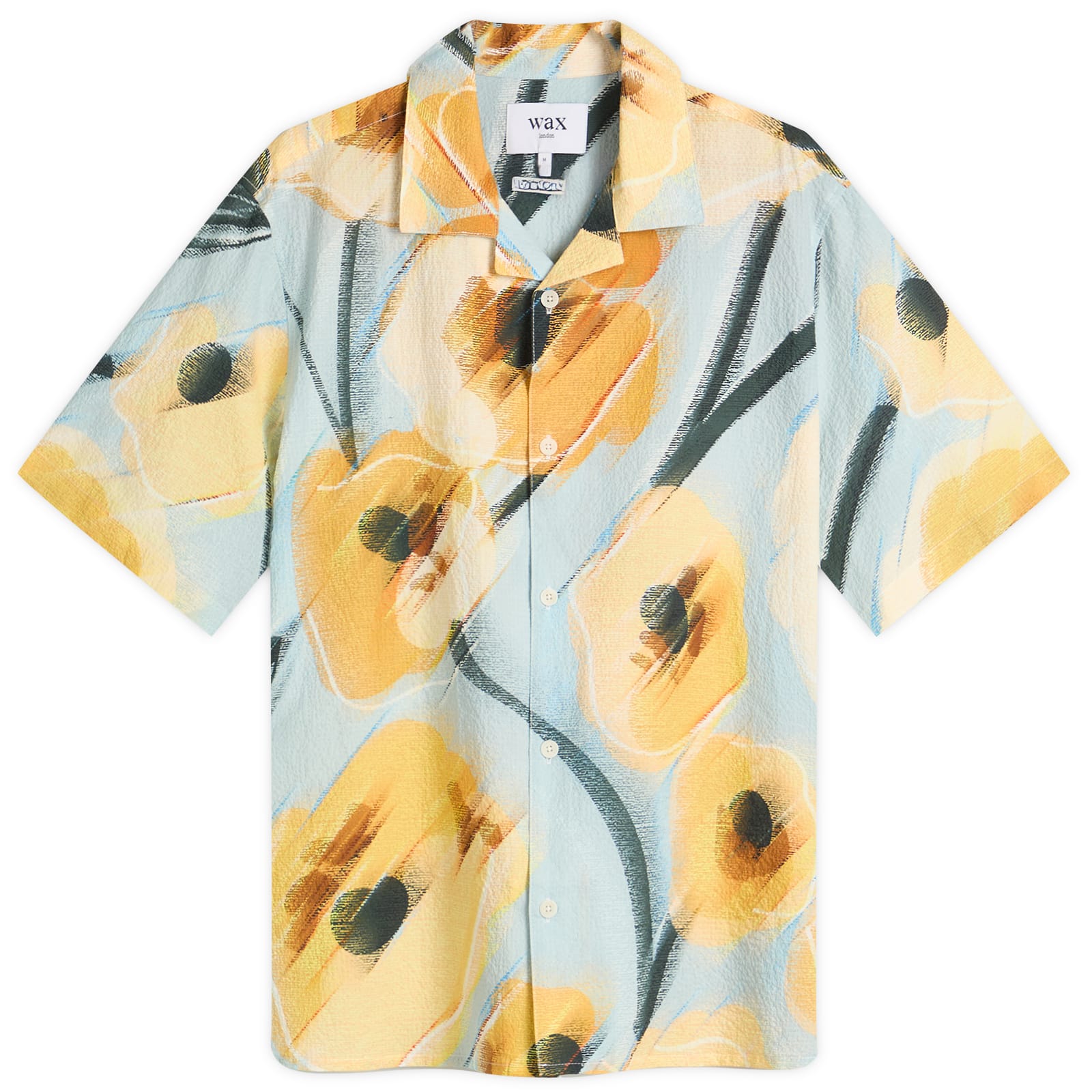Wax London Didcot Abstract Applique Vacation Shirt Blue & Yellow | END. (GB)