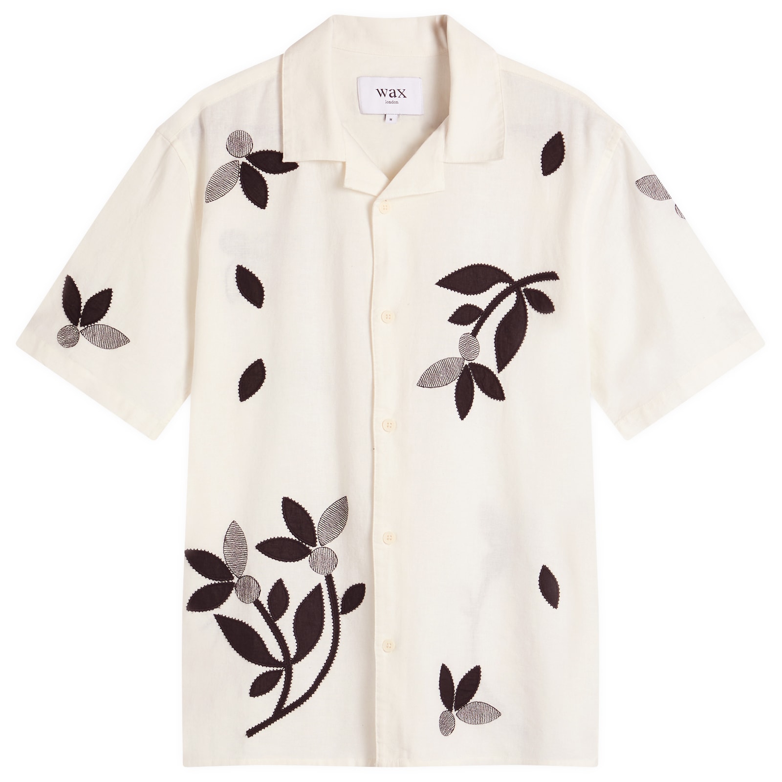 Wax London Didcot Bloom Applique Vacation Shirt Ecru & Black | END. (US)