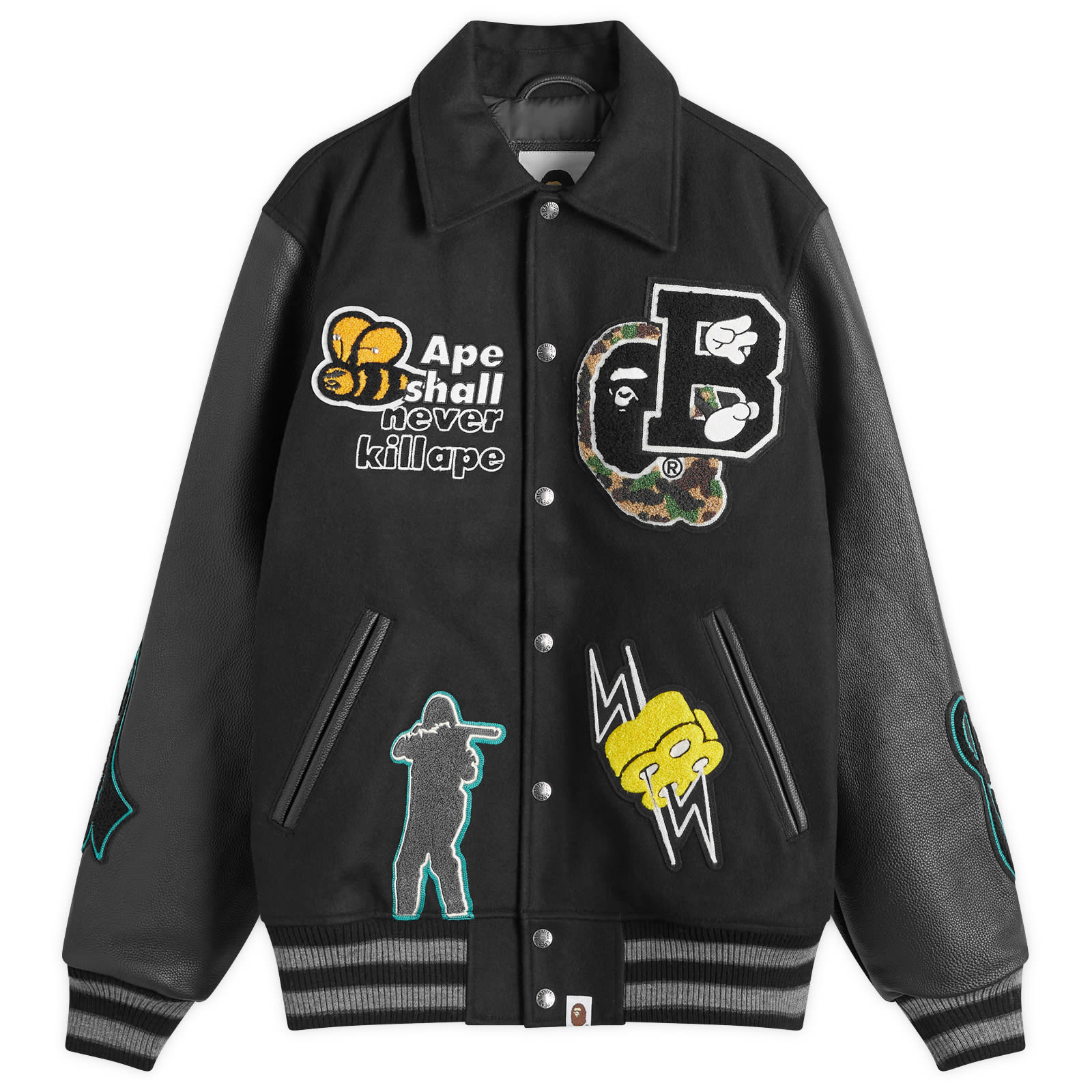 A Bathing Ape BAPE Varsity Jacket Black | END. (GB)