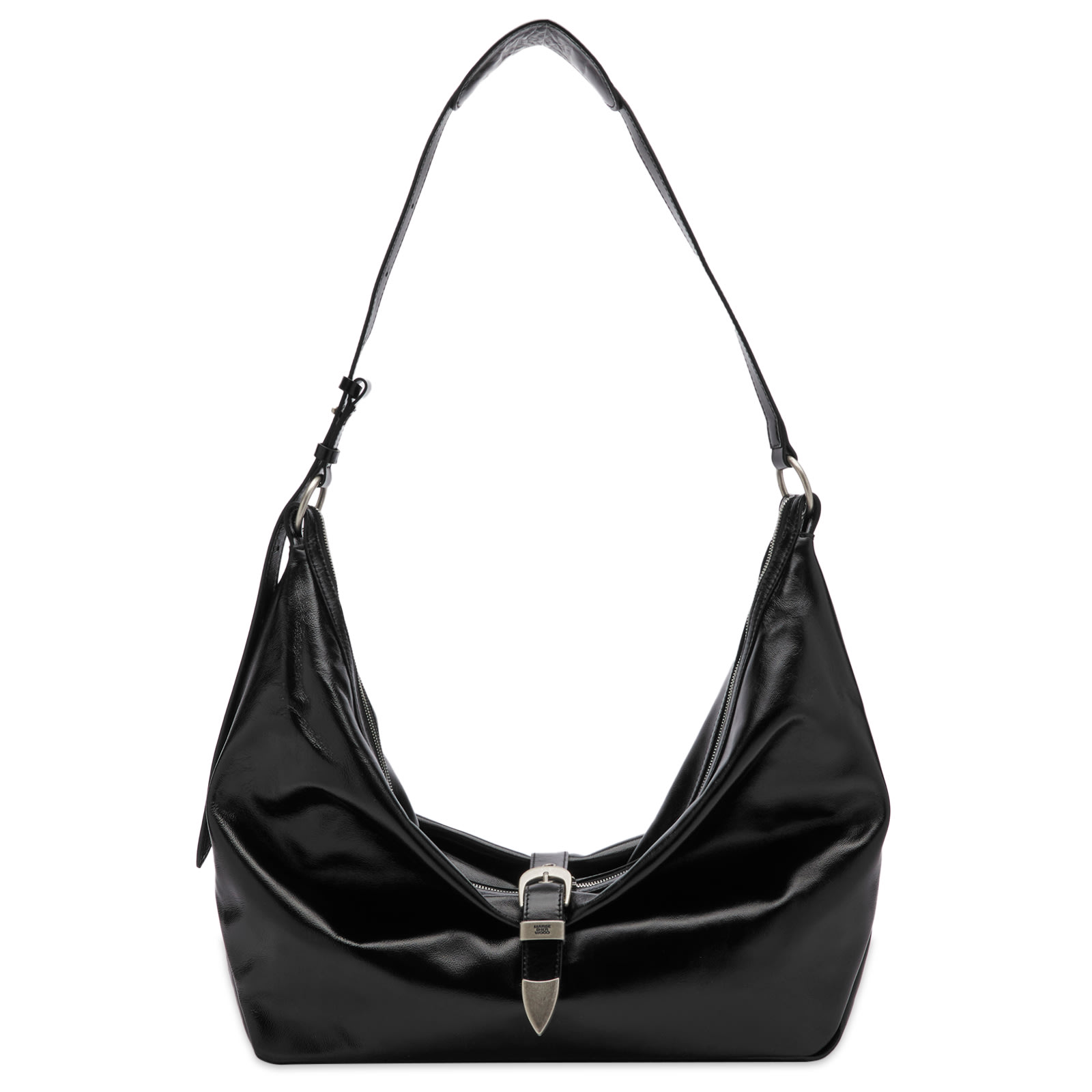 MARGESHERWOOD Belted Hobo Shoulder Bag - Large Black Glossy Plain | END ...