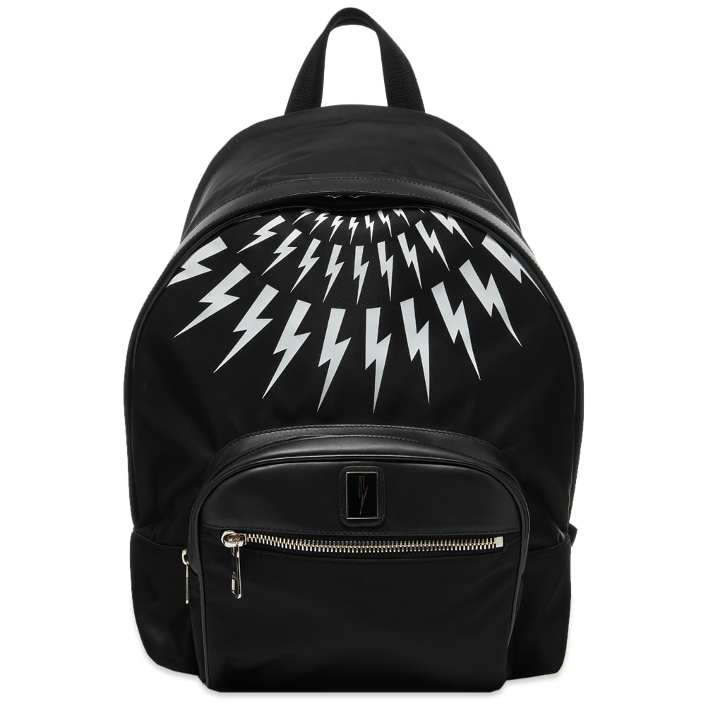 Neil Barrett Fair Isle Lightning Bolt Backpack Black & White | END. (GB)