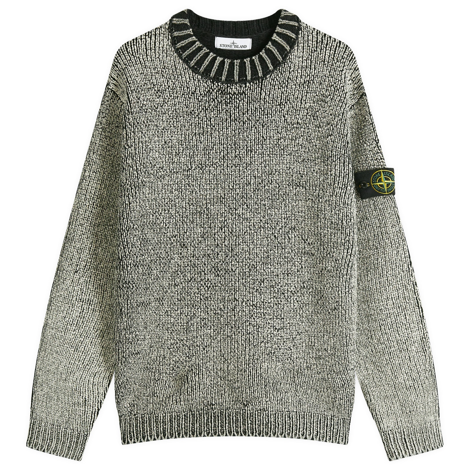 Stone Island Hand Printed Crew Neck Jumper Black | END. (US)