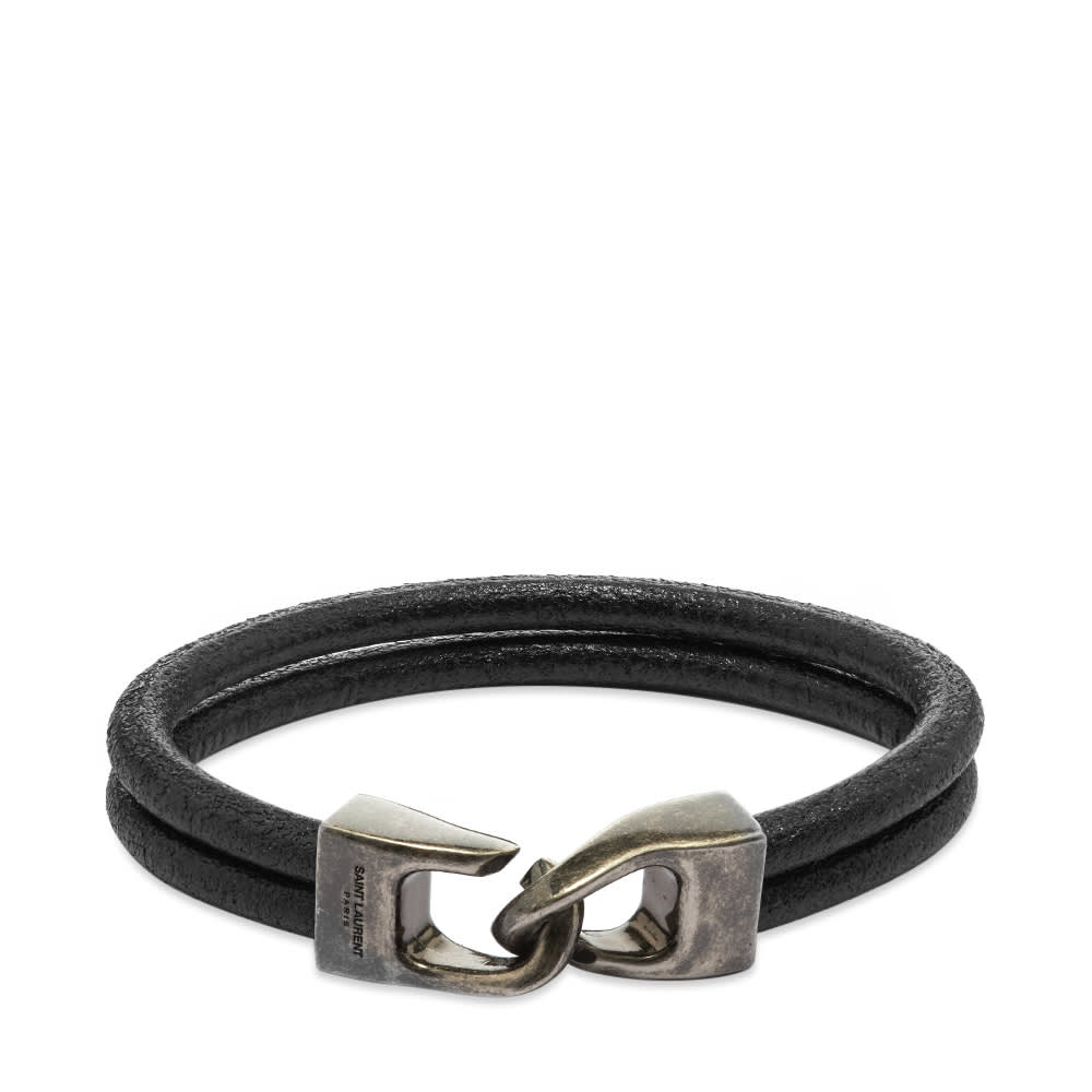 Saint Laurent Leather Clasp Bracelet Black | END. (SG)