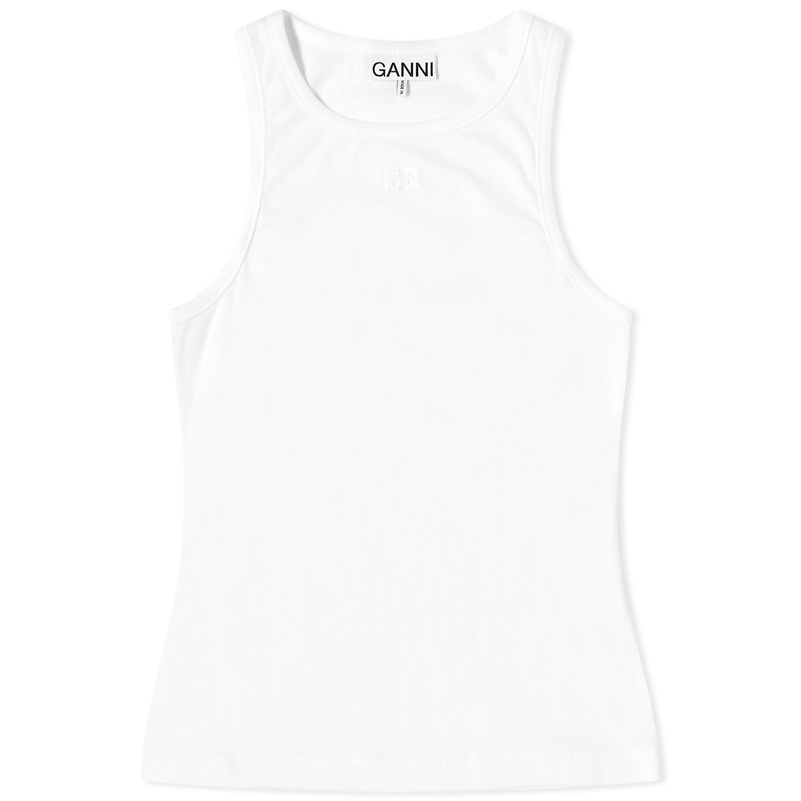 Ganni Soft Cotton Rib Tank Top Bright White | END. (GB)