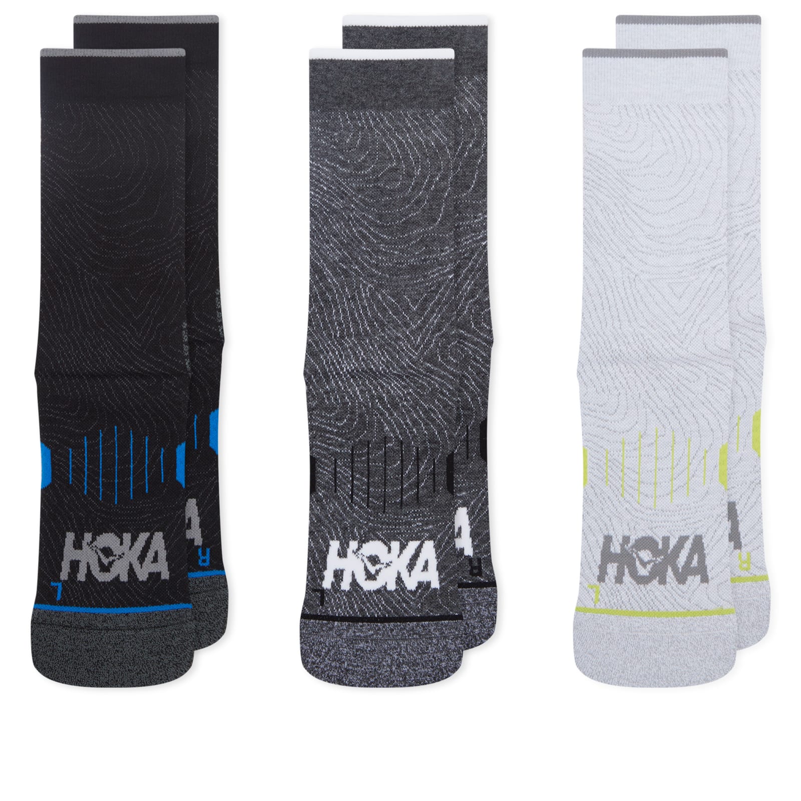 HOKA ONE ONE U Crew Run Sock 3-Pack White & Black & Grey | END. (GB)
