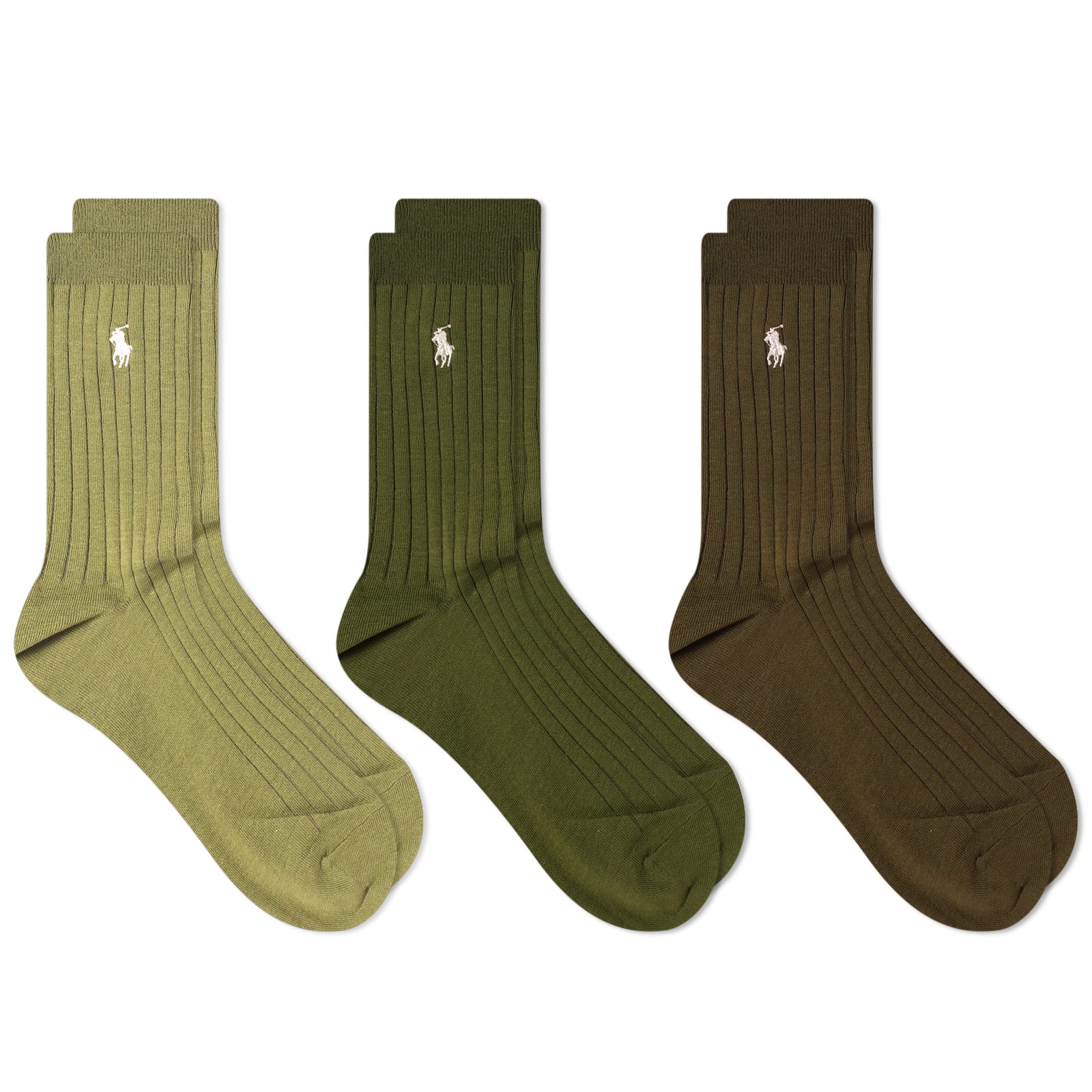 Polo Ralph Lauren Egyptian Cotton Sock - 3 Pack Olive Assorted | END. (KR)
