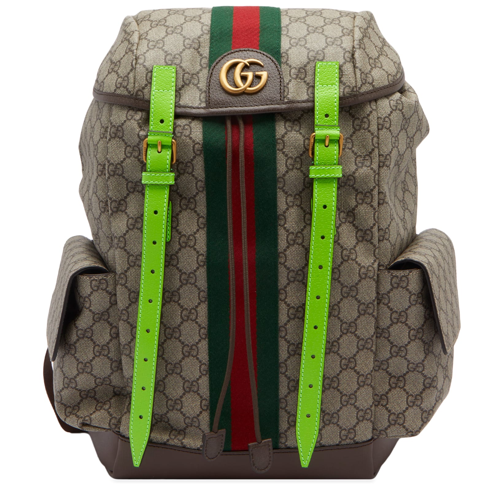 Gucci Ophidia Neon Strap Backpack Beige & Green | END. (GB)