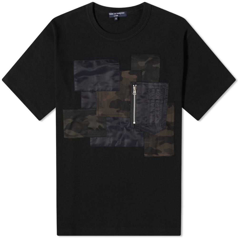Comme des Garçons Homme Mulit Patch Zip Pocket T-Shirt Black & Mix ...