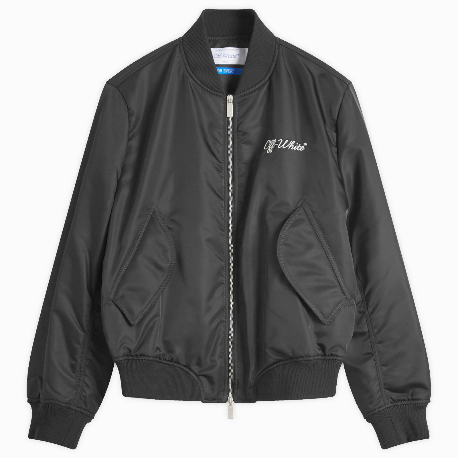 Off-White Script Nylon Varsity Bomber Jacket Black | END. (AR)