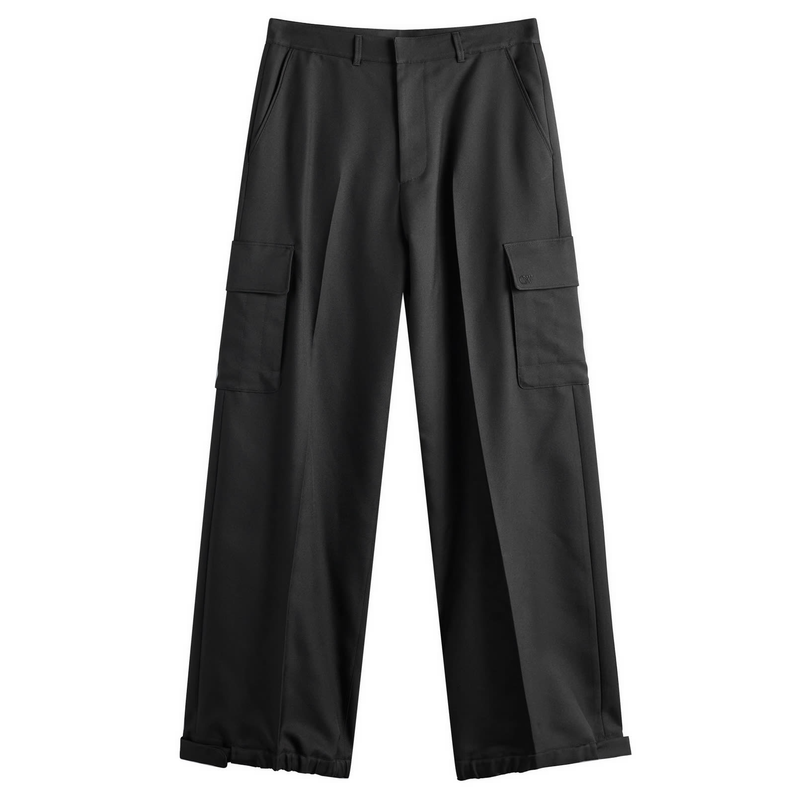 Off-White OW Embroidered Drill Cotton Cargo Pants Black | END. (US)