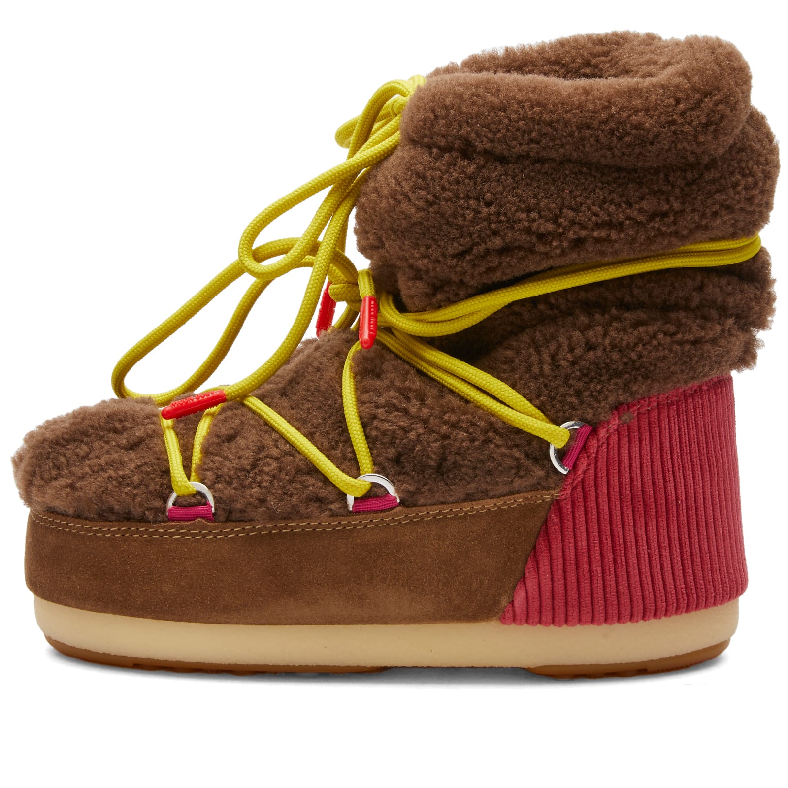 Moon Boot Light M Patch Shearling Boots Brown & Red | END. (HK)