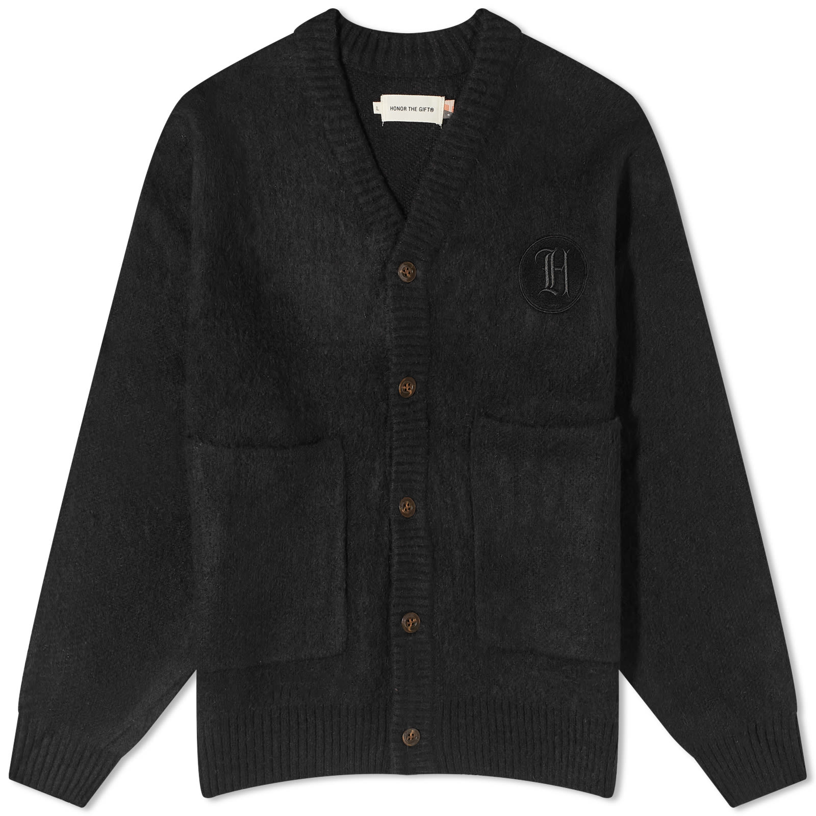 Honor The Gift Stamp Patch Cardigan Black | END. (US)