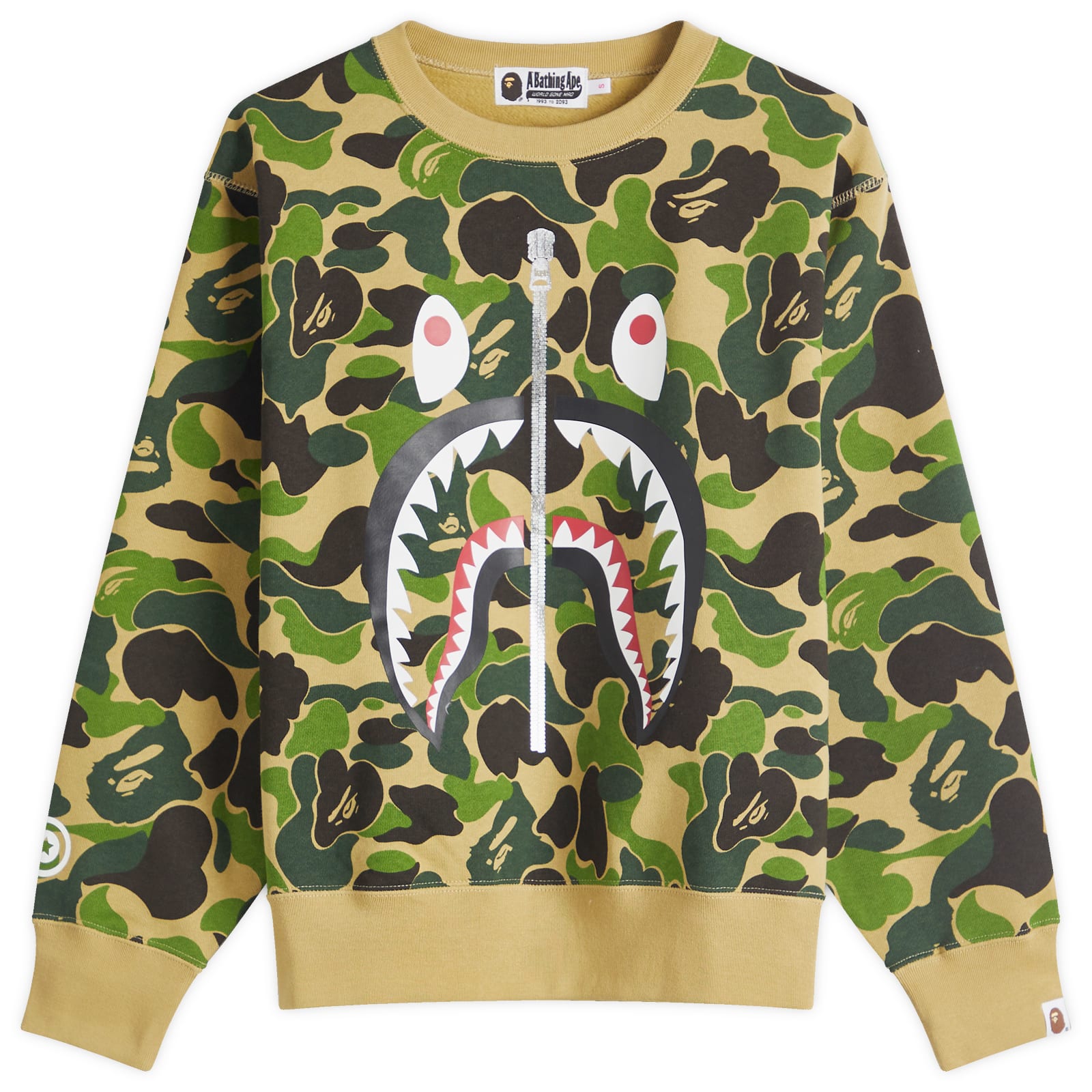 A Bathing Ape Camo Shark Crew Sweatshirt Green | END. (GB)