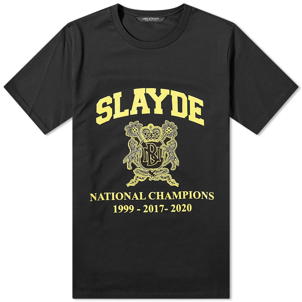 Neil Barrett Slayde Collegic Print Tee Black & Yellow | END.