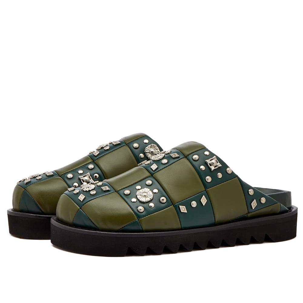 TOGA Grid Stud Slip On Mule Shoes Green | END.
